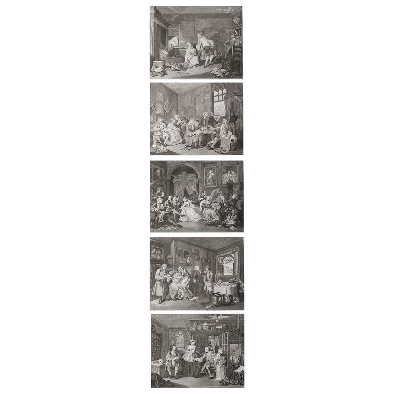 Set of 5 Original Antique Prints After William Hogarth, "Marriage A La ...