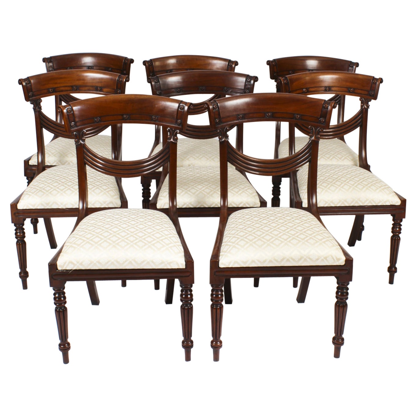 Set 8 Painted and Gilded Regency Style Dining Chairs with Musical ...
