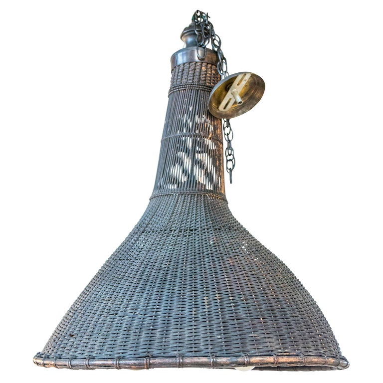 Wicker Cone Light Fixture For Sale at 1stDibs