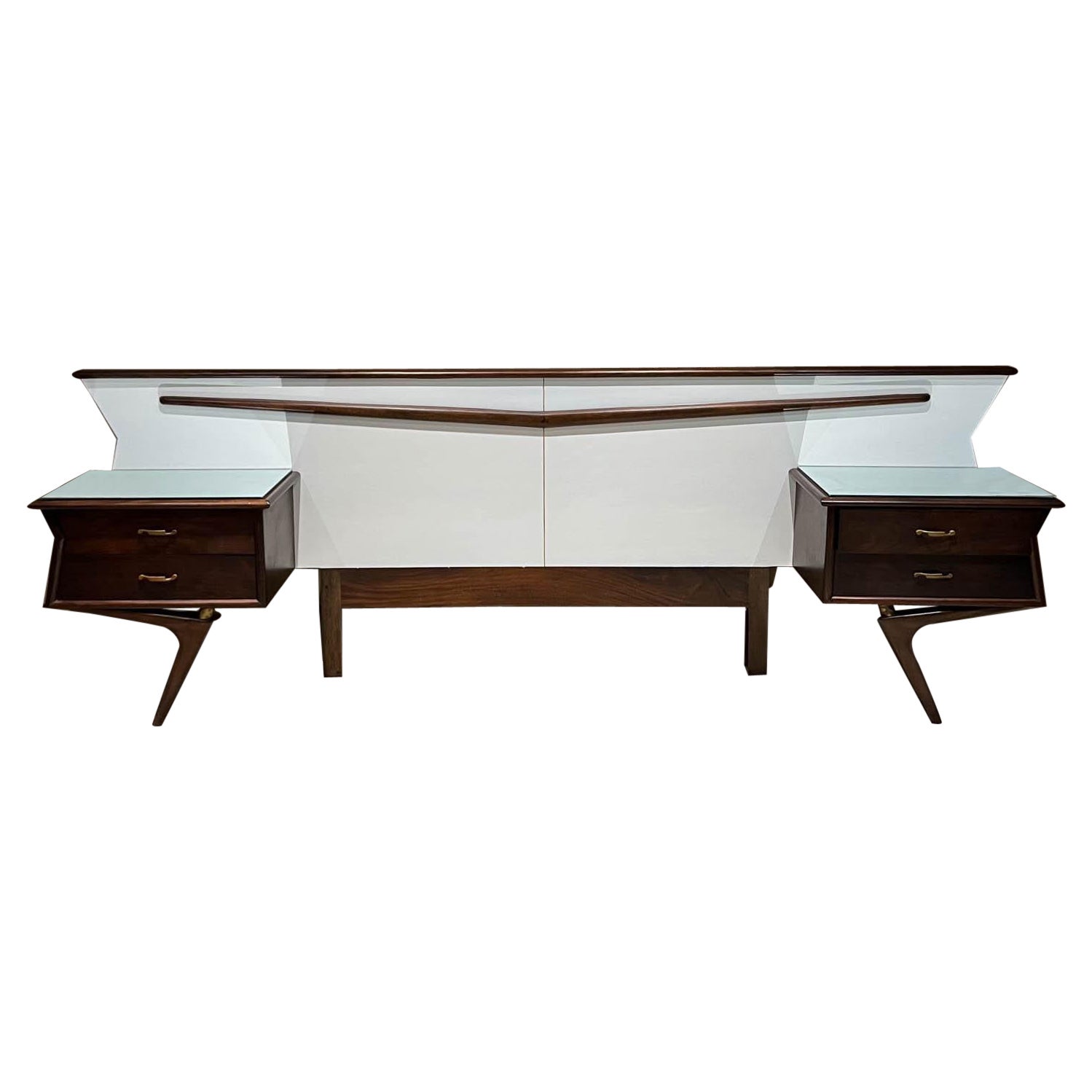 1960s Dramatic Desk in Floating Mahogany Eugenio Escudero Mexican ...