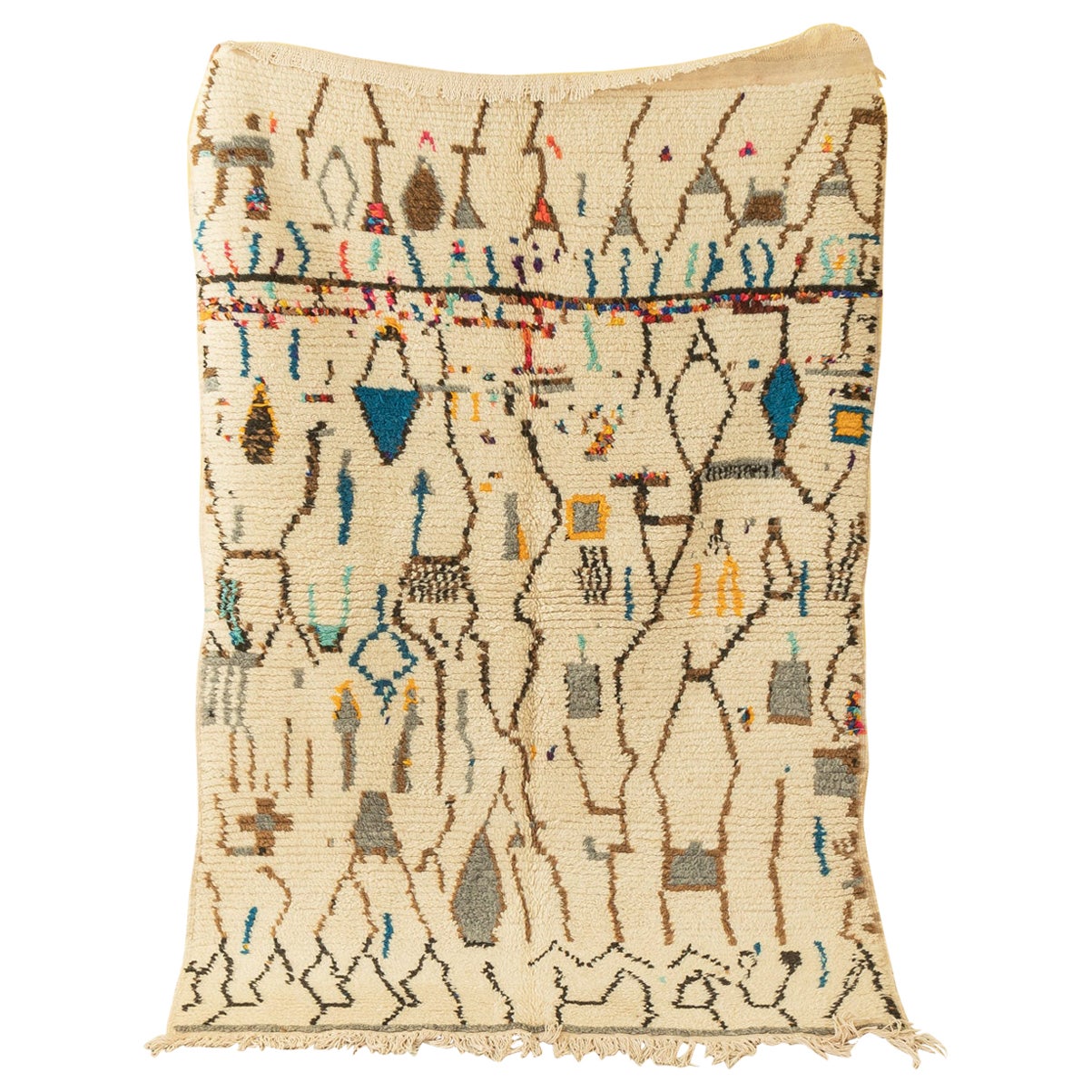 Vintage Moroccan Azilal Berber Rug High Atlas Mountains Beige ...