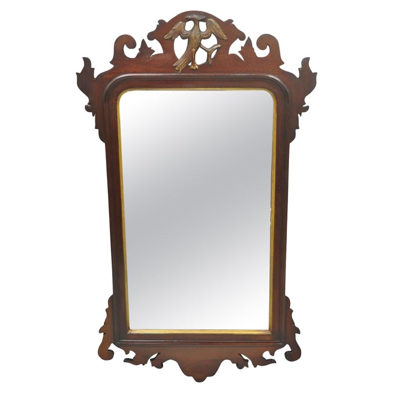 Vintage Federal Style Mahogany Frame Wall Mirror Eagle Pediment at 1stDibs