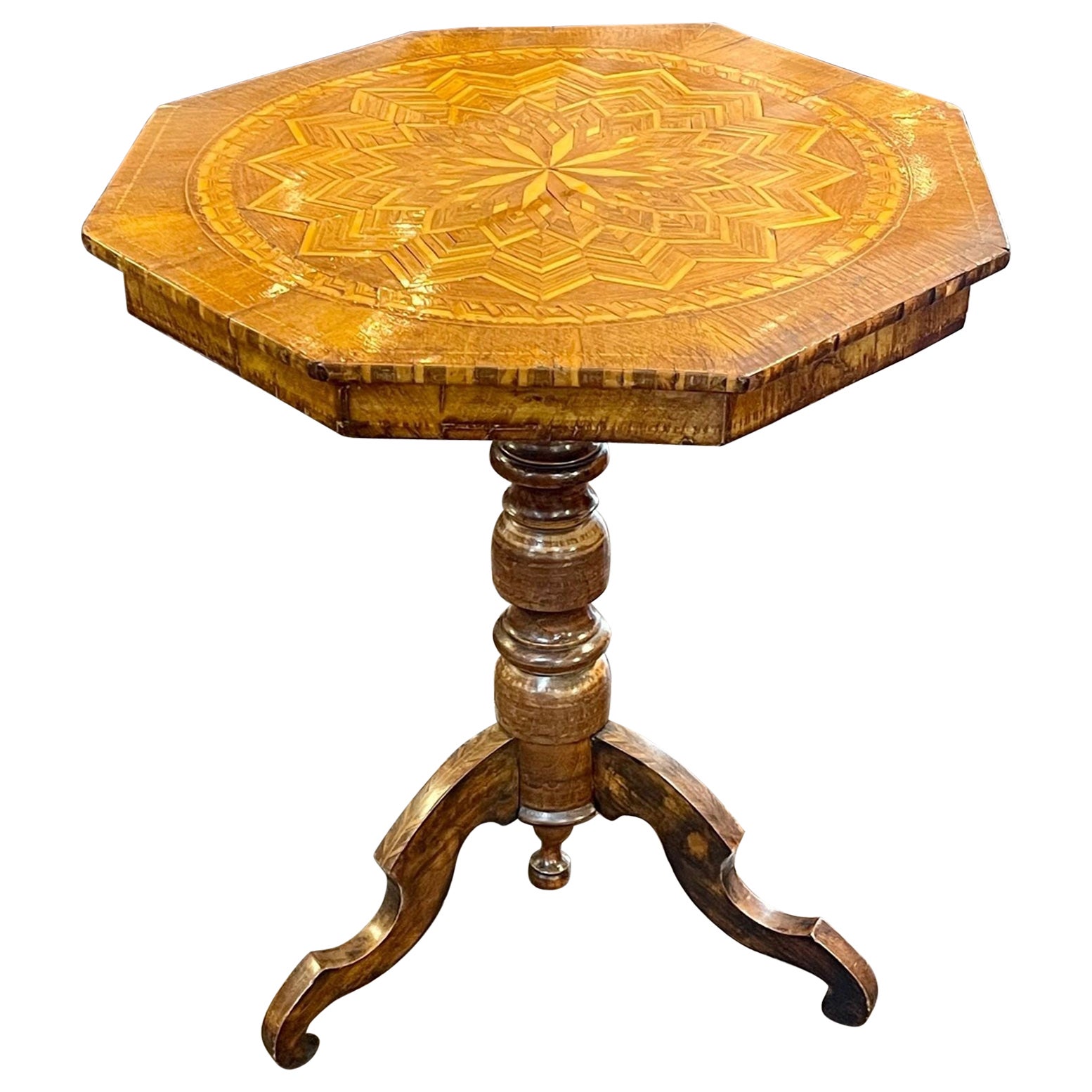 Northern Italian Inlaid Walnut Side Table For Sale at 1stDibs