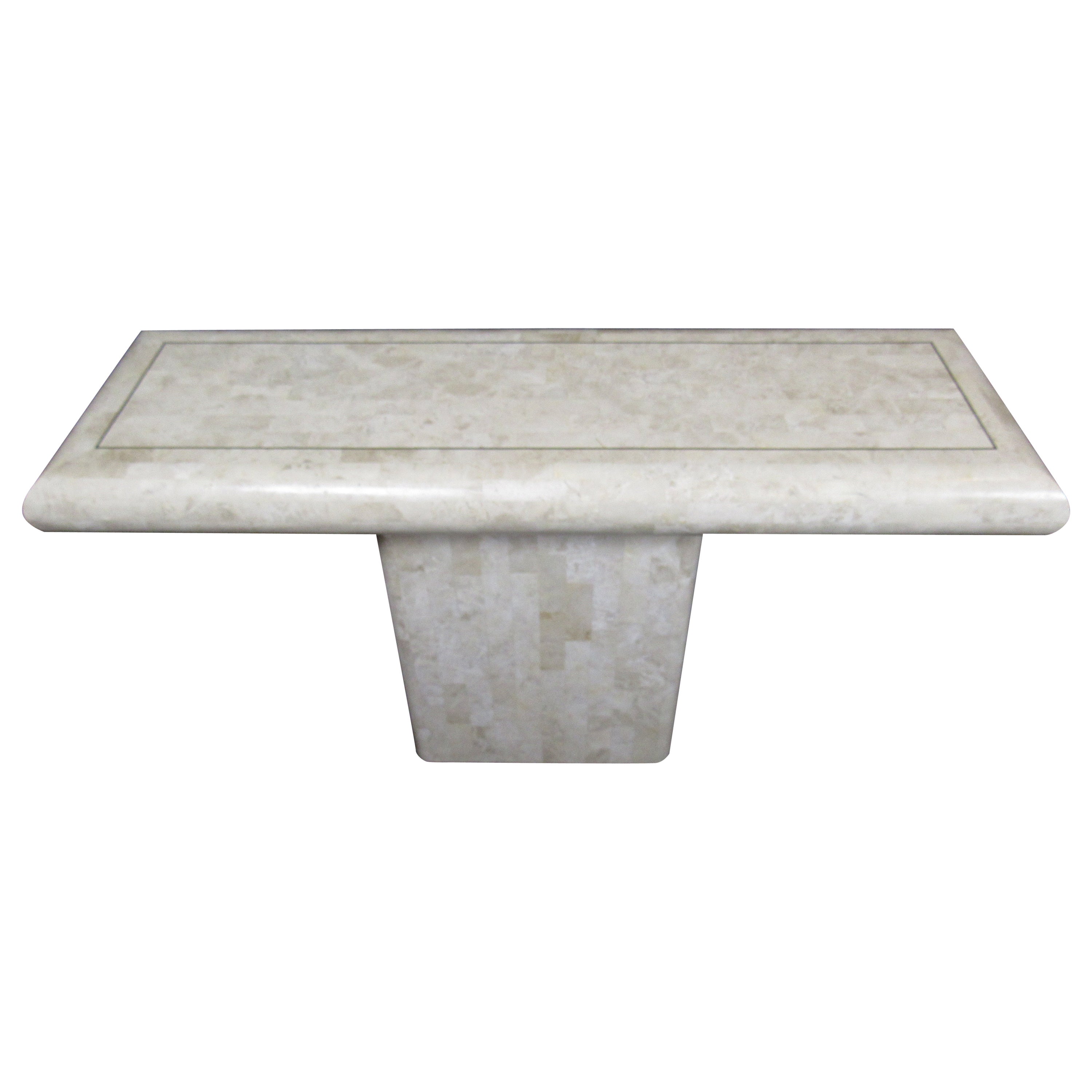 Tessellated White Fossil Stone and Marble Game Table Console by ...