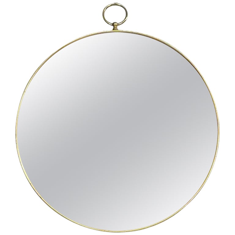 Piero Fornasetti Wall Round Optical Mirror in Brass with Velvet Band ...