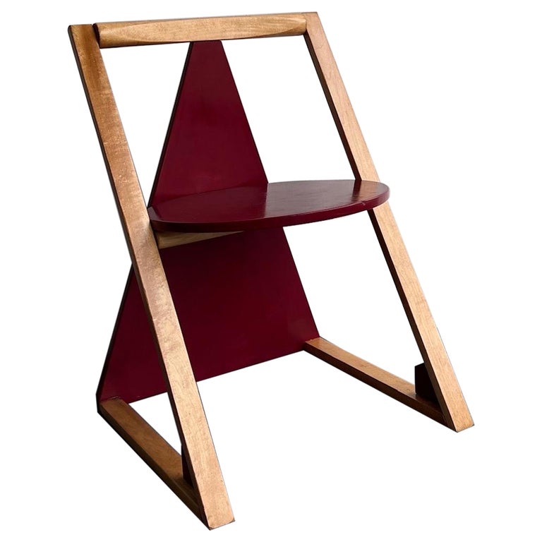 Triangular Wooden Memphis Style Chair For Sale at 1stDibs