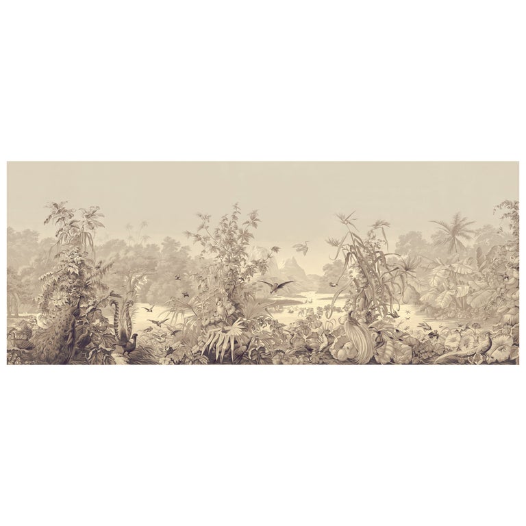 Brazil Sepia Panoramic Mural Wallpaper For Sale at 1stDibs