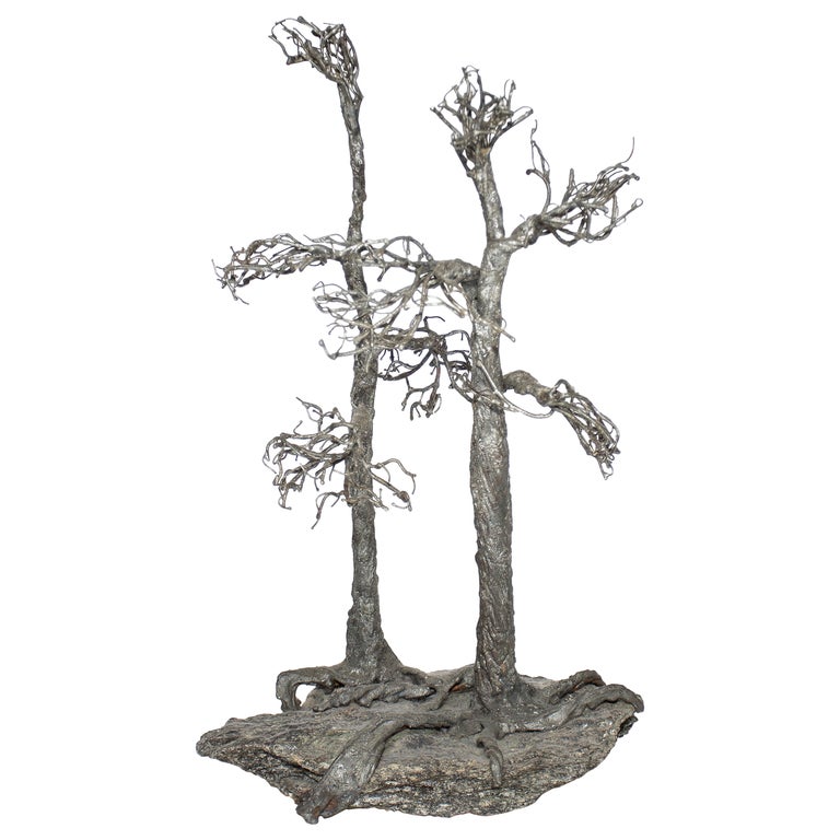 Metal Twisted Tree on a Geode Base For Sale at 1stDibs
