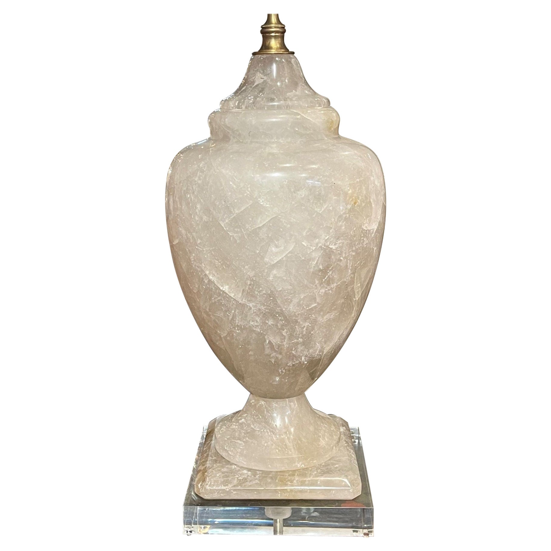 Large Rock Crystal and Pyrite Lamp with Lucite Base at 1stDibs