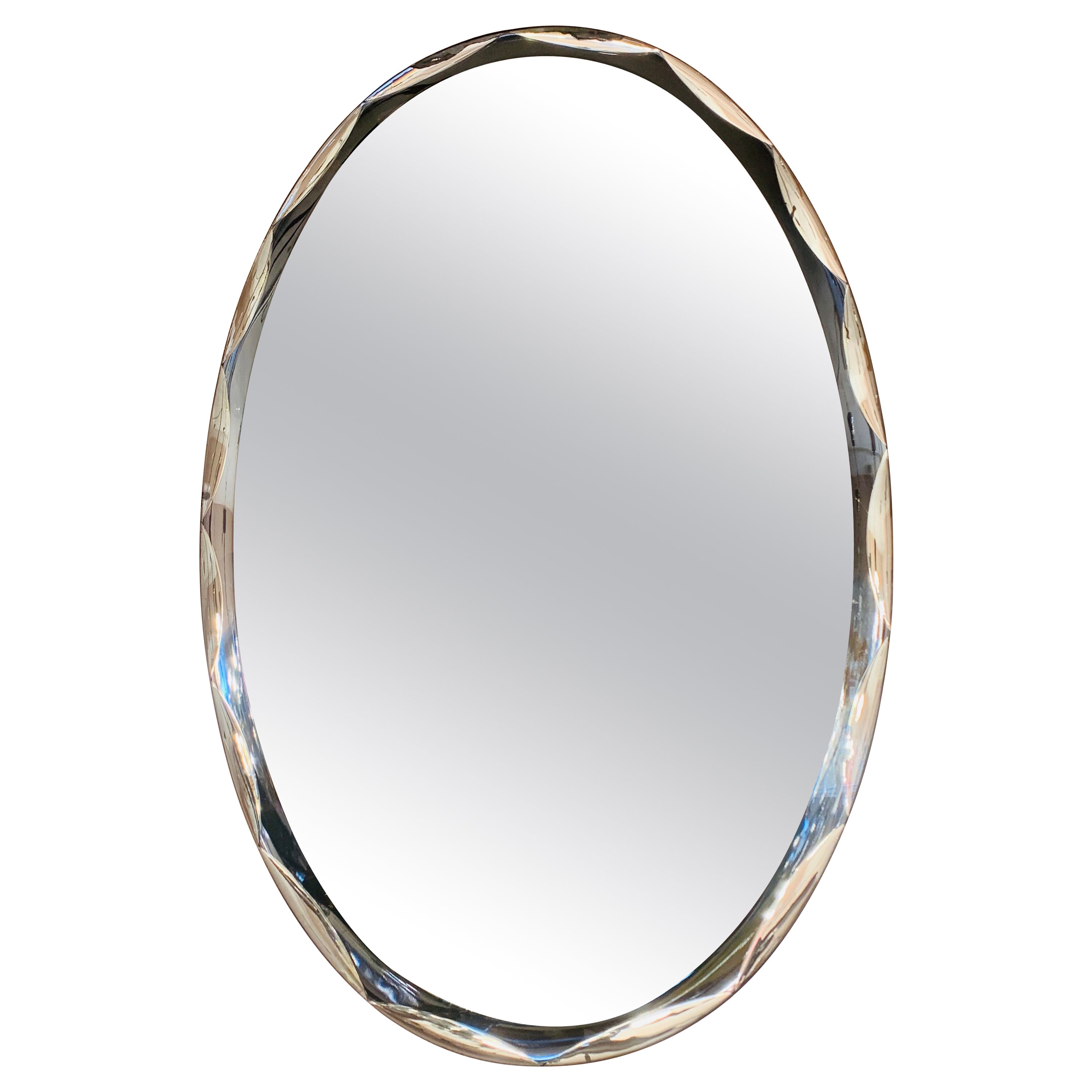 Miroir mural ovale du milieu du siècle dernier par Metalvetro Galvorame ...