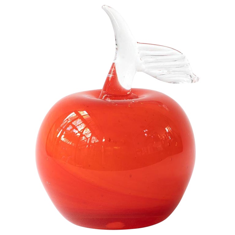 Coral Blown Glass Decorative Apple For Sale at 1stDibs