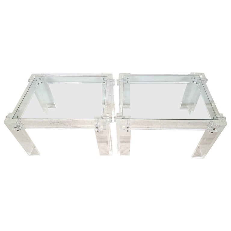 Oversized 1970s Vintage MCM Lucite Glass Side End Tables For Sale at ...