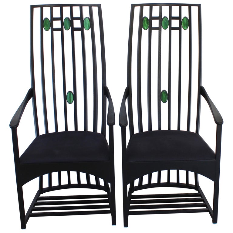Pair of Arm Chairs in the Style of Charles Rennie Mackintosh For Sale ...