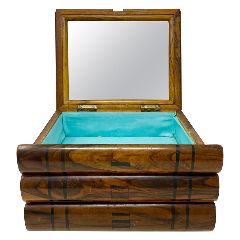 Antique English Victorian Burled Black Walnut Jewelry Puzzle Box, circa ...