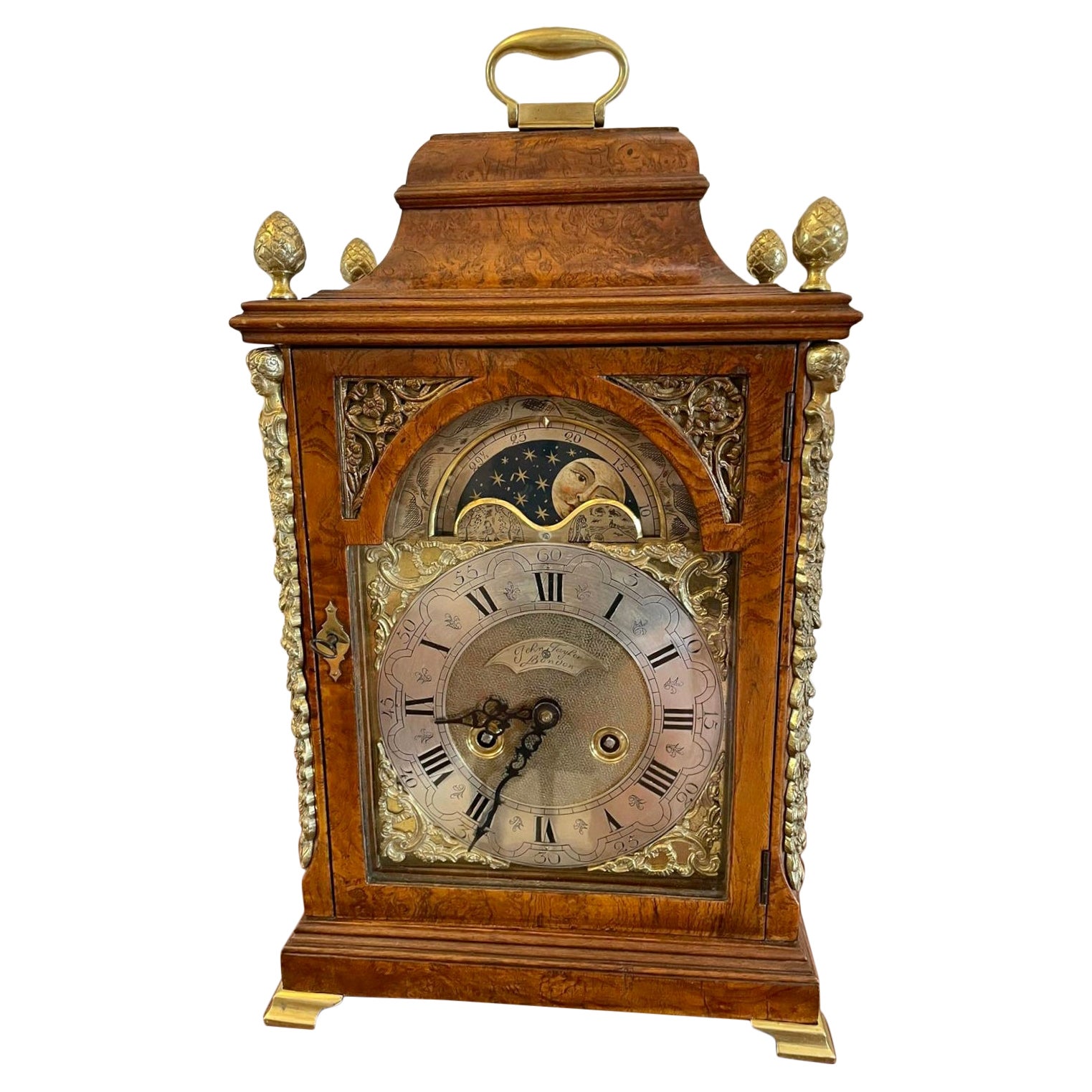 Stunning Antique Burr Walnut Mappin and Webb Mantle Clock with Claw and ...