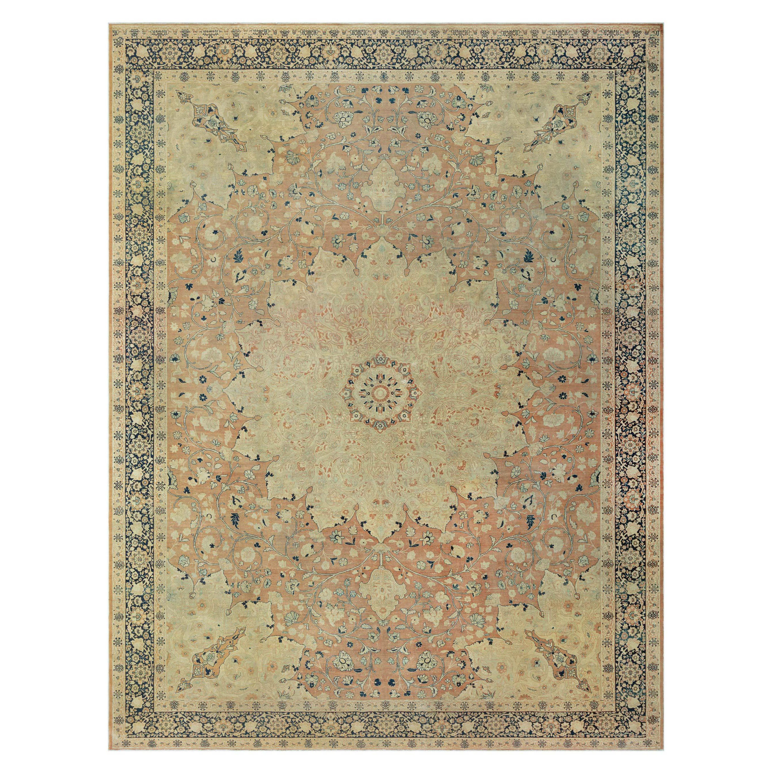 Doris Leslie Blau Collection Antique Persian Tabriz Floral Rug Size ...