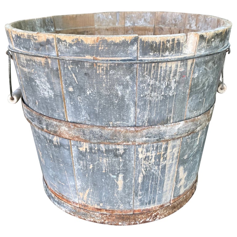 Blue Farmhouse Barrel Bucket For Sale at 1stDibs