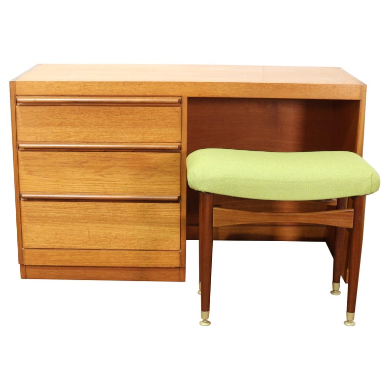 Mid-Century Modern Teak Desk Vanity and Stool by Beithcraft of Scotland ...