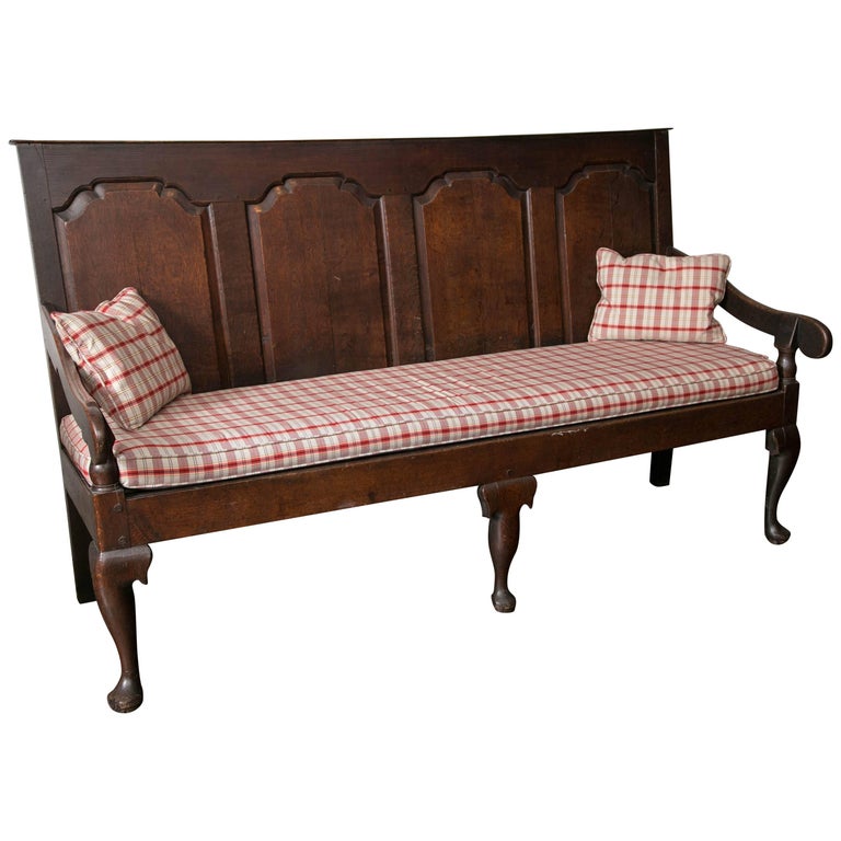 Oak Panel Back Settle For Sale at 1stDibs