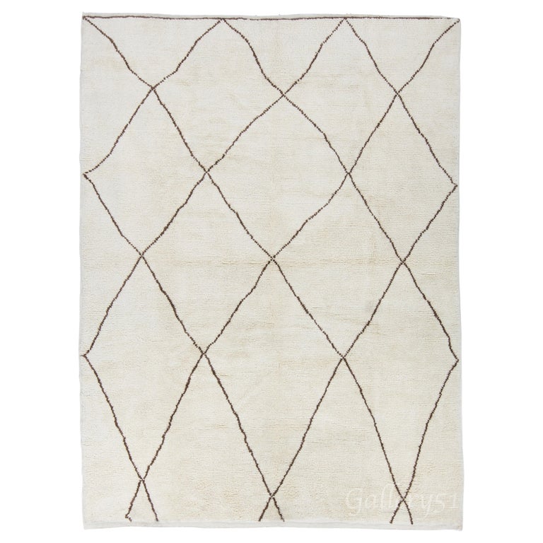 Boho Chic Moroccan Handmade Rug Made of Natural Undyed Wool, Custom Options Avl. For Sale at 1stDibs