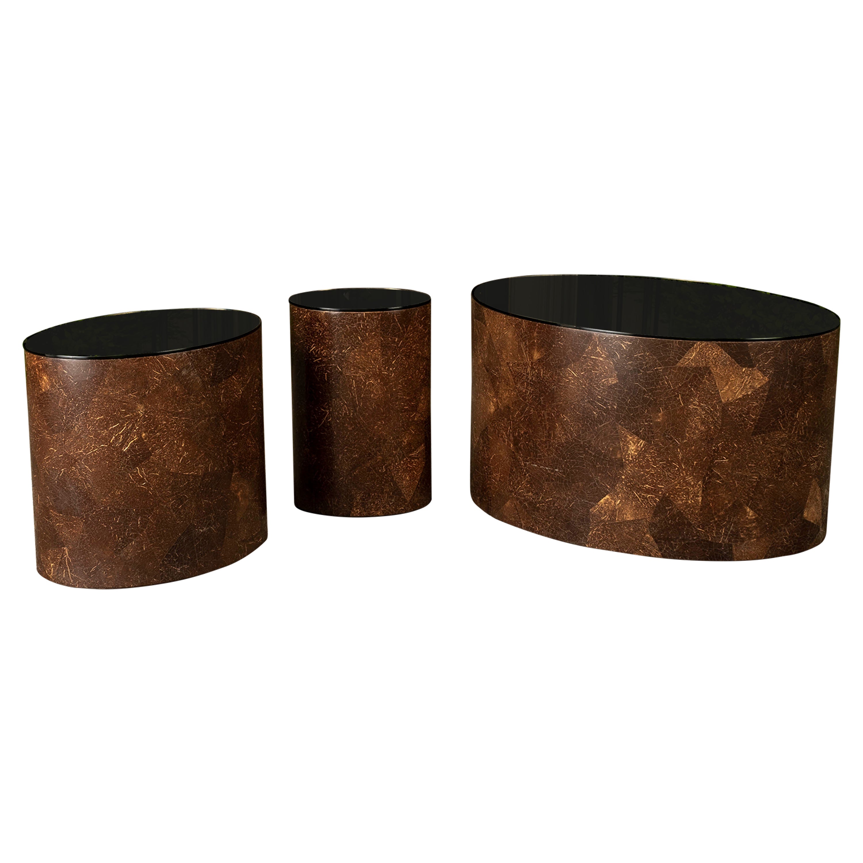 Mid-Century Modern Augousti Style Coconut Shell Inlay End Tables For ...