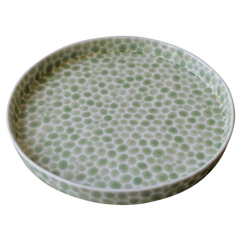 Jade Dots Porcelain Medium Plate For Sale at 1stDibs