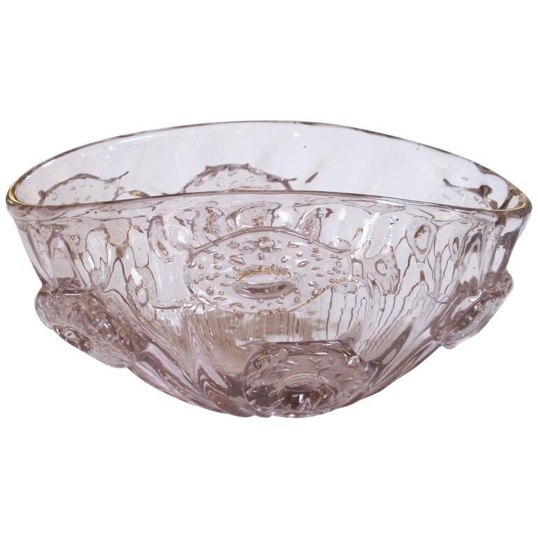 Shimmering Murano Mid-Century Oblong Amethyst Colored Art Glass Bowl at ...