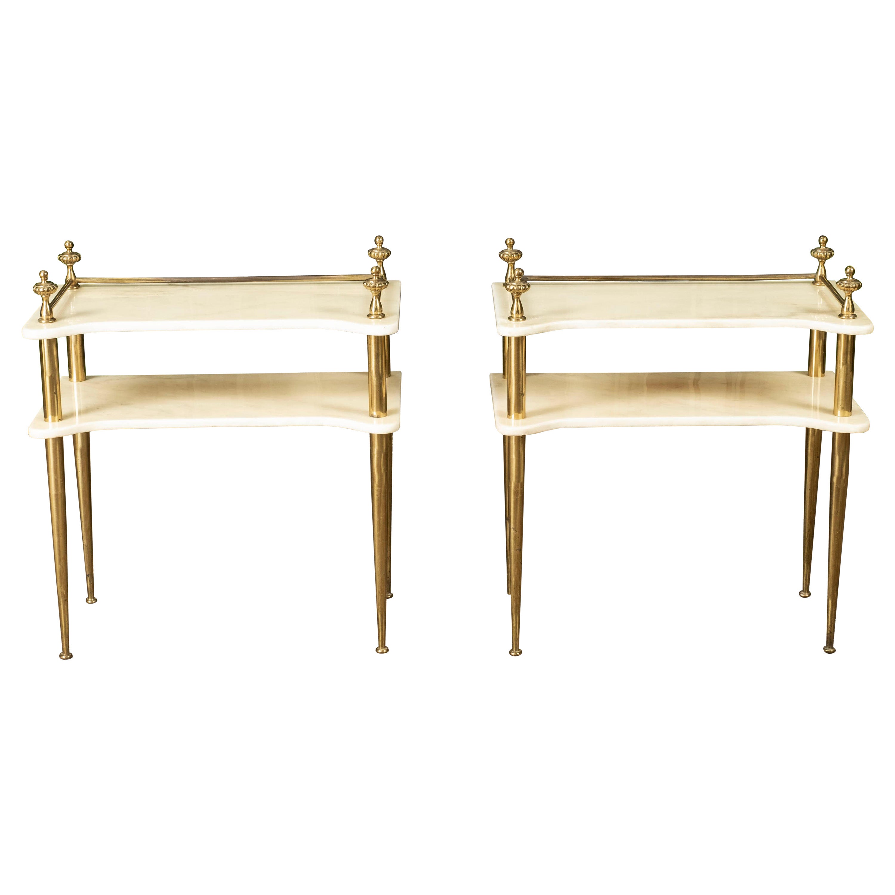 Pair of Italian Rococo Style Marble-Top Side Tables at 1stDibs