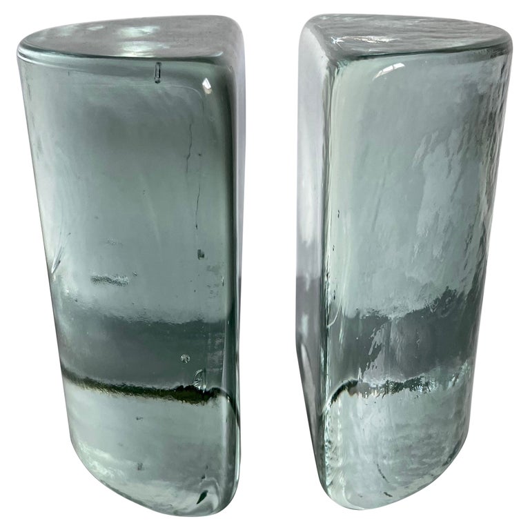 Blenko Glass Half Circle Bookends by Wayne Husted, 1960s For Sale at ...