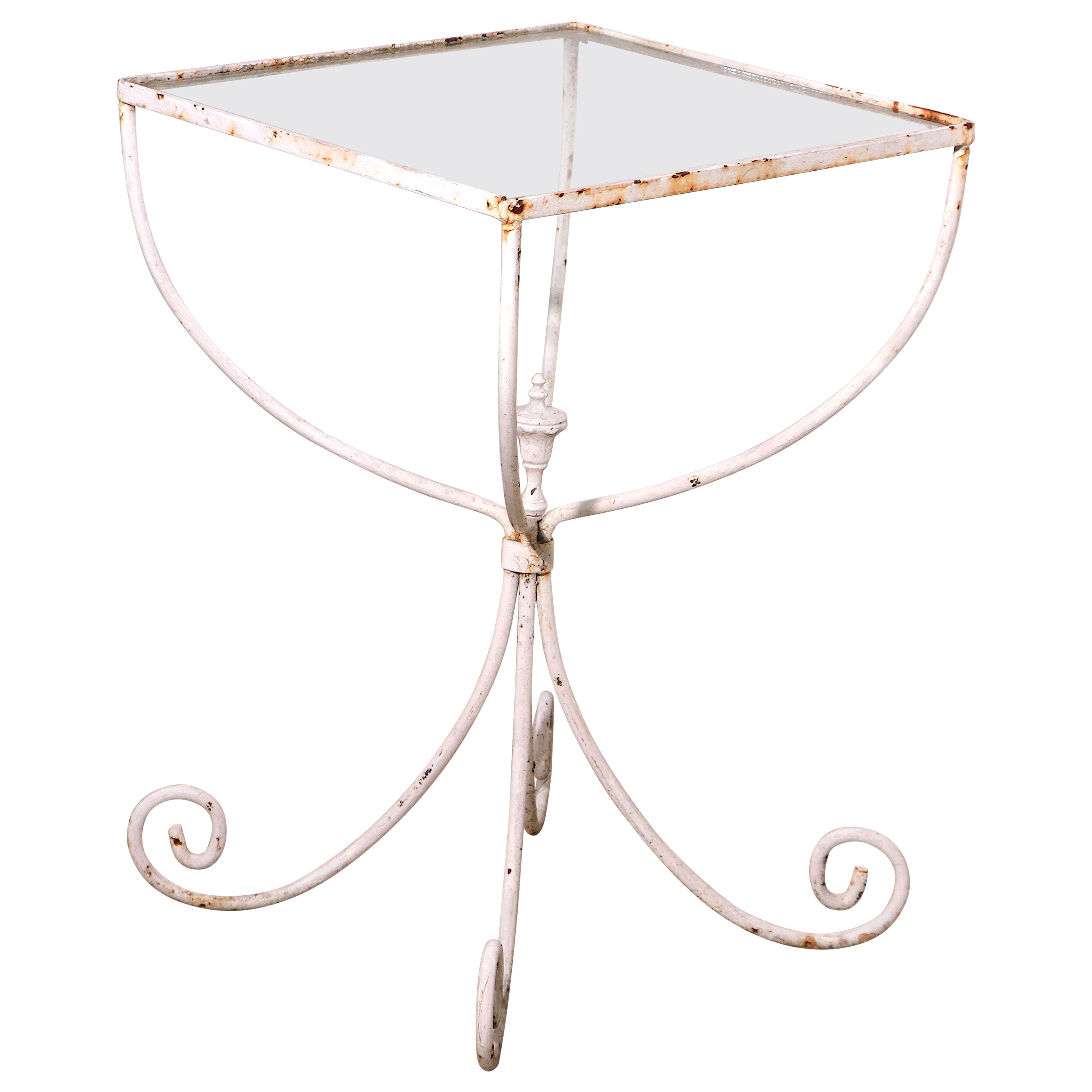 Wrought Iron and Marble Table/Plant Stand at 1stDibs