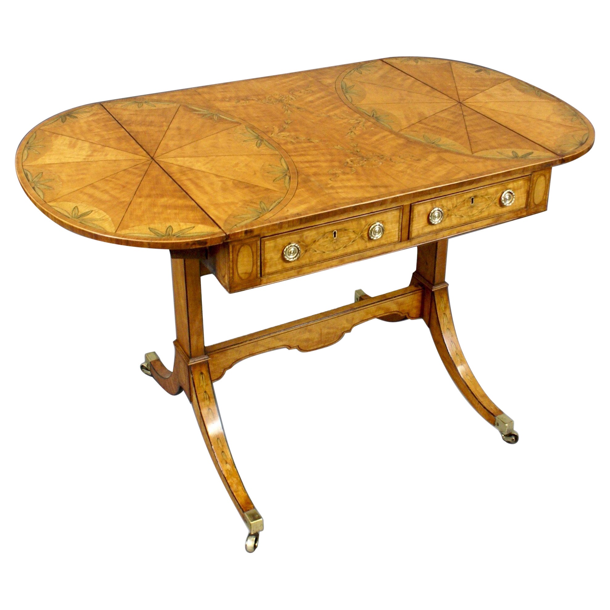 George III pollard oak and birds eye maple sofa table at 1stDibs
