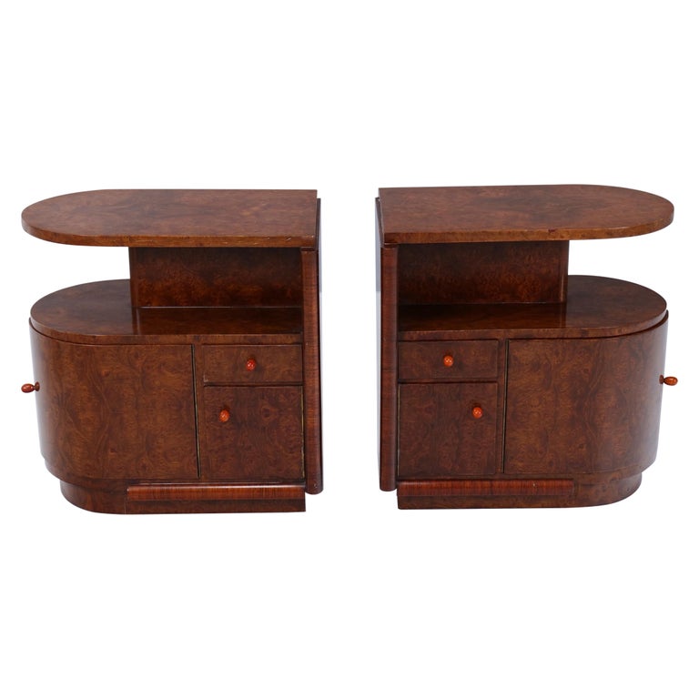 Art Deco Bedside Tables in Ash and Burl Wood, Set of 2 Produkt ...