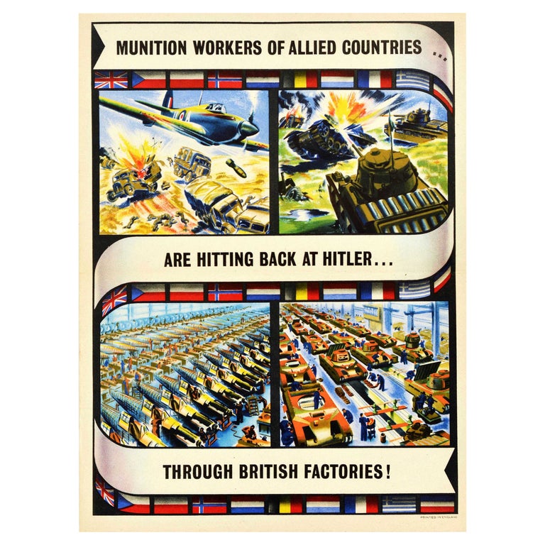 Original Vintage WWII Poster Munition Workers Allied Countries British ...