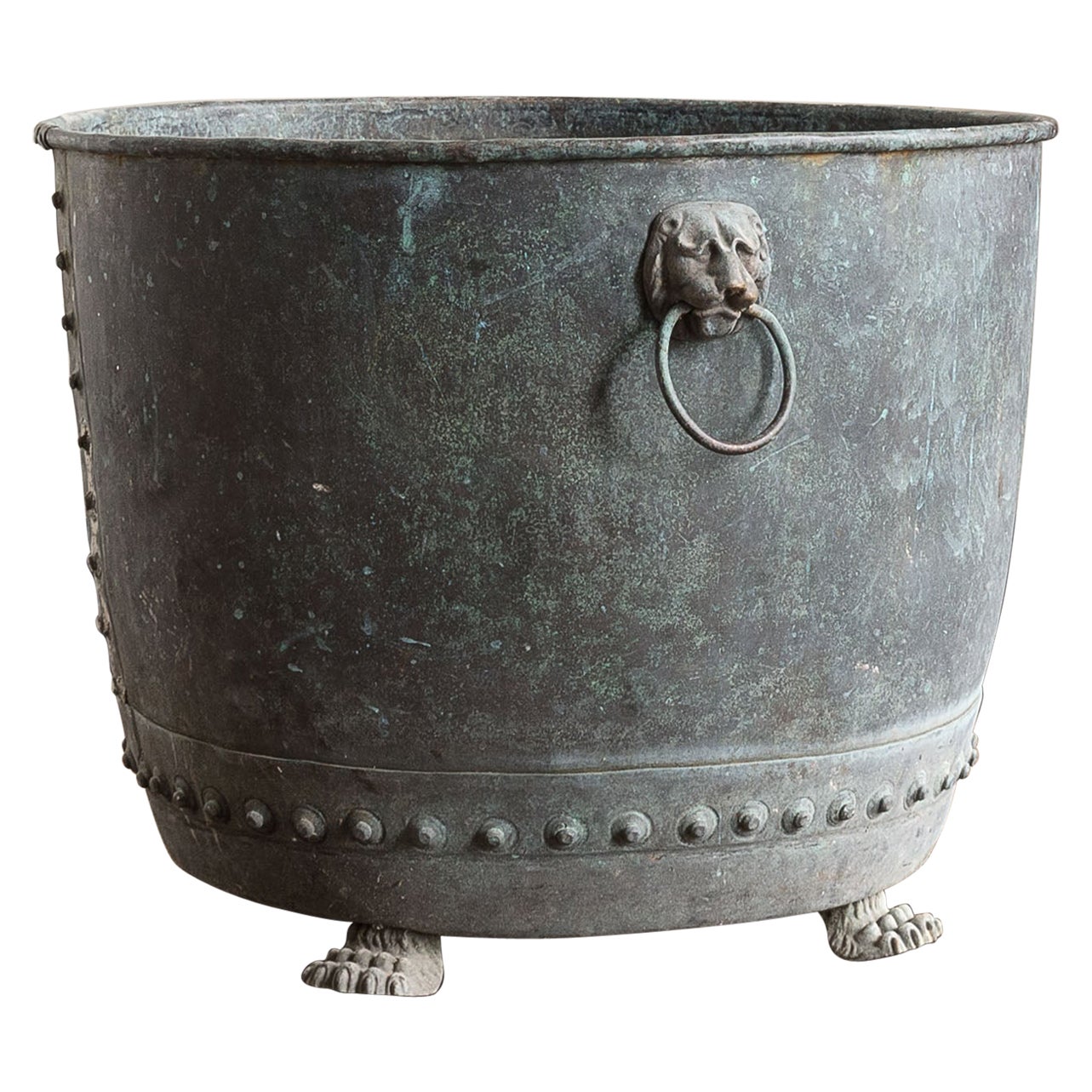 Large Scale Hand Hammered and Riveted Copper and Brass Log Bucket c ...