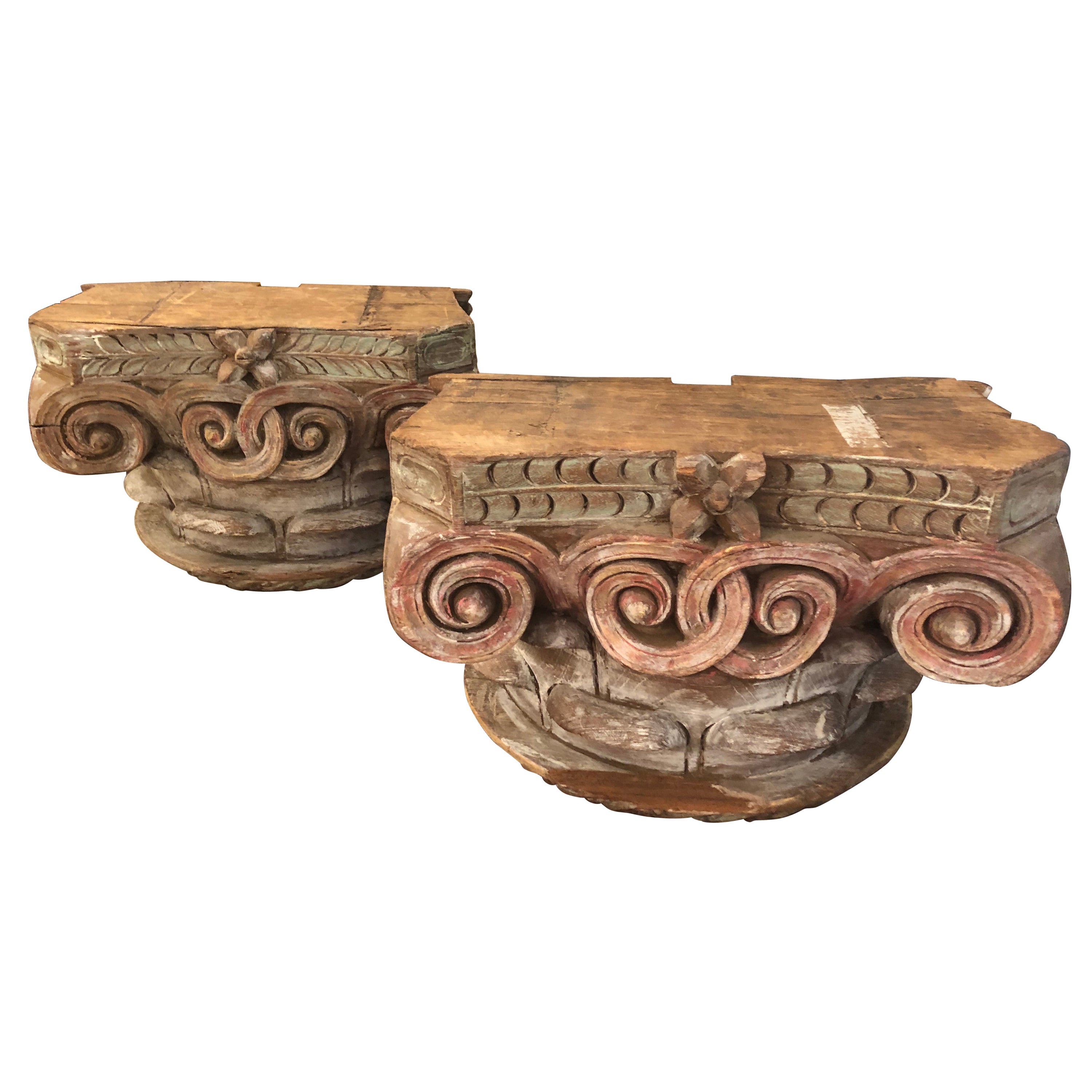 Antique Architectural Wood Pedestal Plinth, 2 Available For Sale at 1stDibs