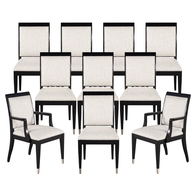 Set of 10 Black Lacquered Modern Dining Chairs by Jay Spectre at 1stDibs