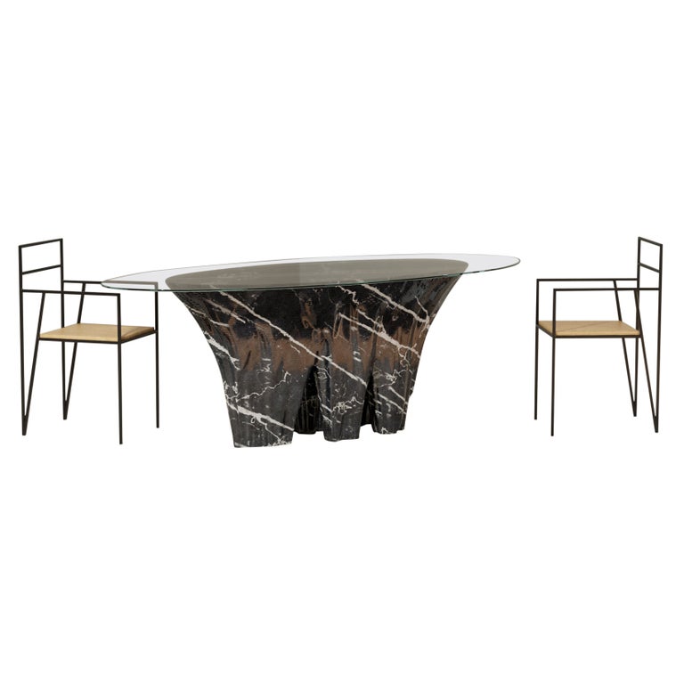 Modern Black Italian Marble Dining Table, Bespoke Design For Sale at ...