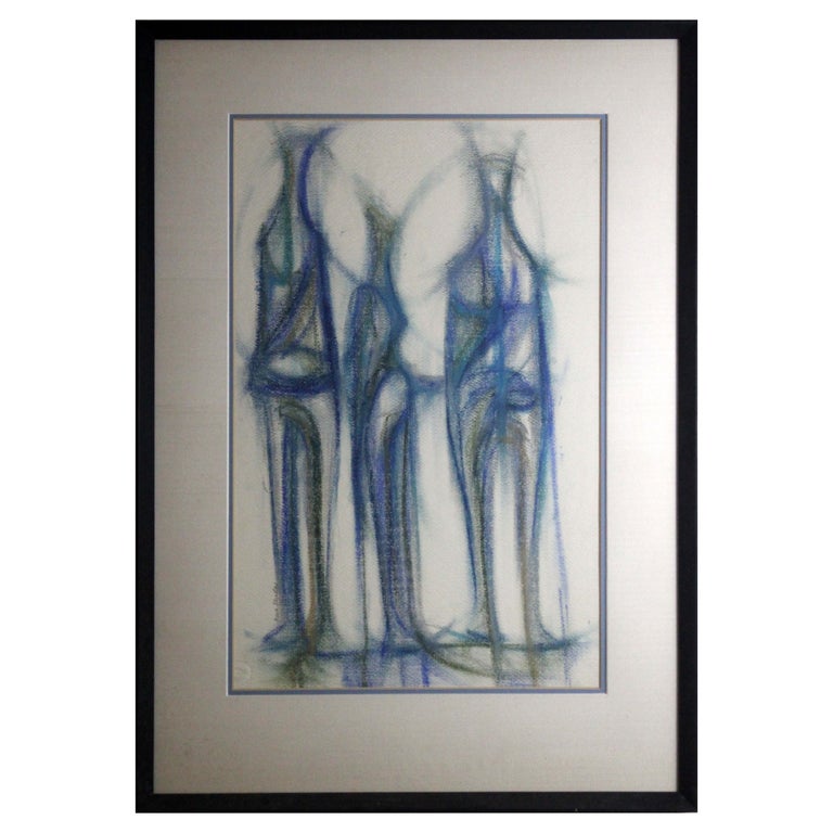 Maura Bluestone Expressive Figures Contemporary Colored Graphite on ...