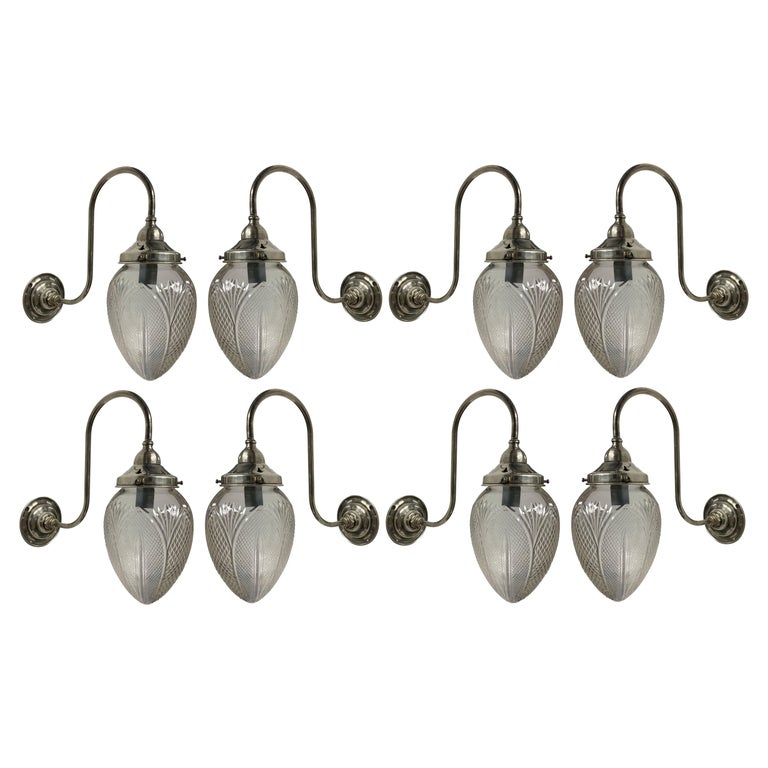 Set of Eight Edwardian Silver Swan Neck Sconces For Sale at 1stDibs