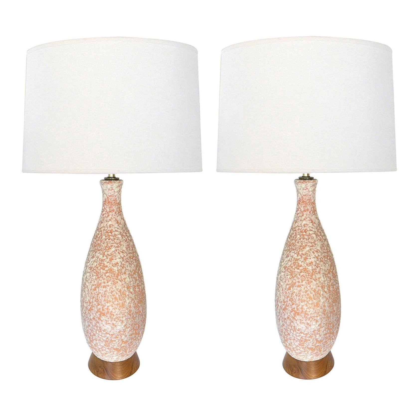 Midcentury White Glazed Ovoid Form Table Lamp For Sale at 1stDibs