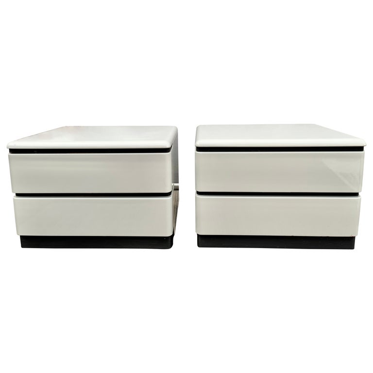 Pair of 1980s Post Modern Light Gray Night Stands by Roger Rougier For ...