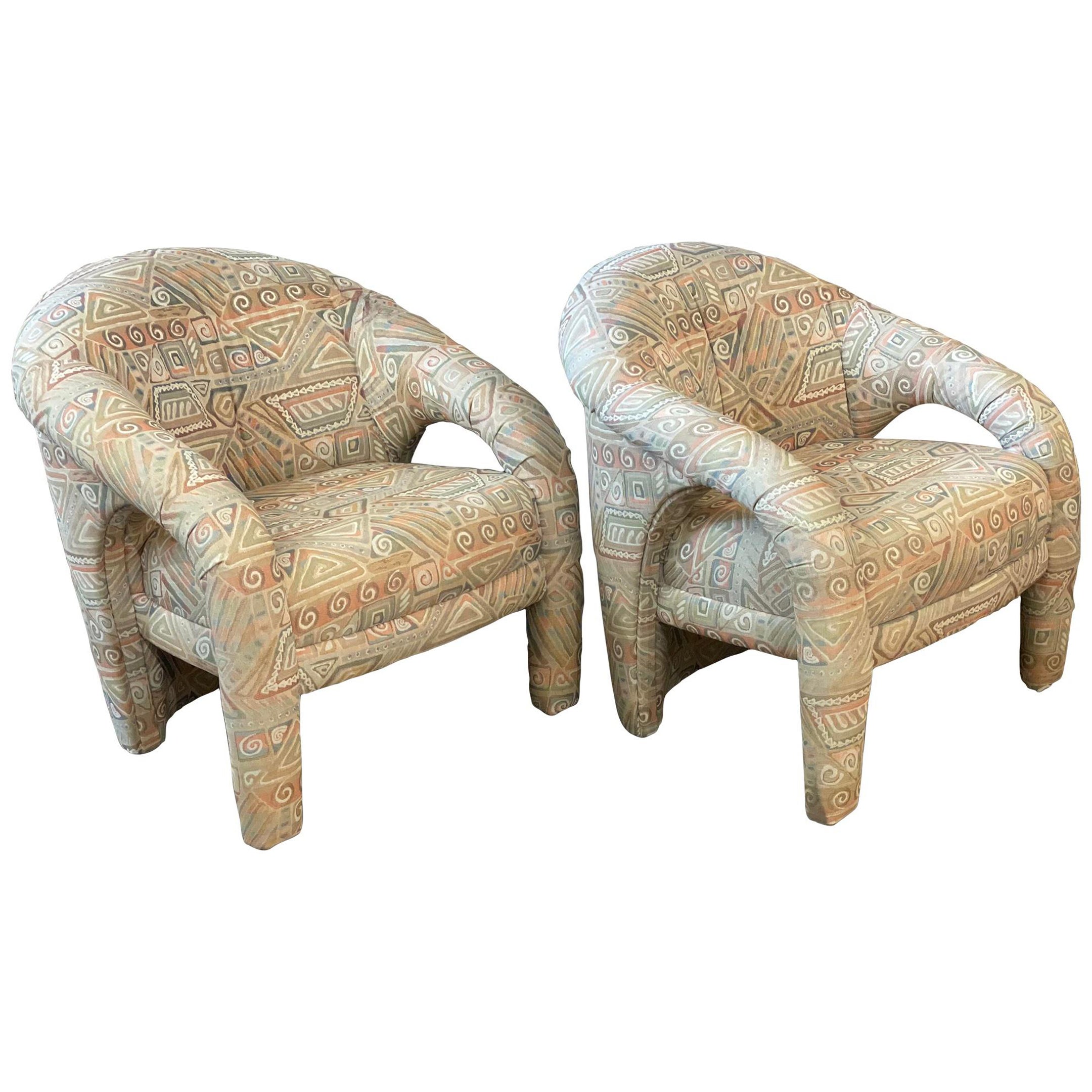 1980s Postmodern Sculptural Arc Chairs in Beige Upholstery, a Pair For ...