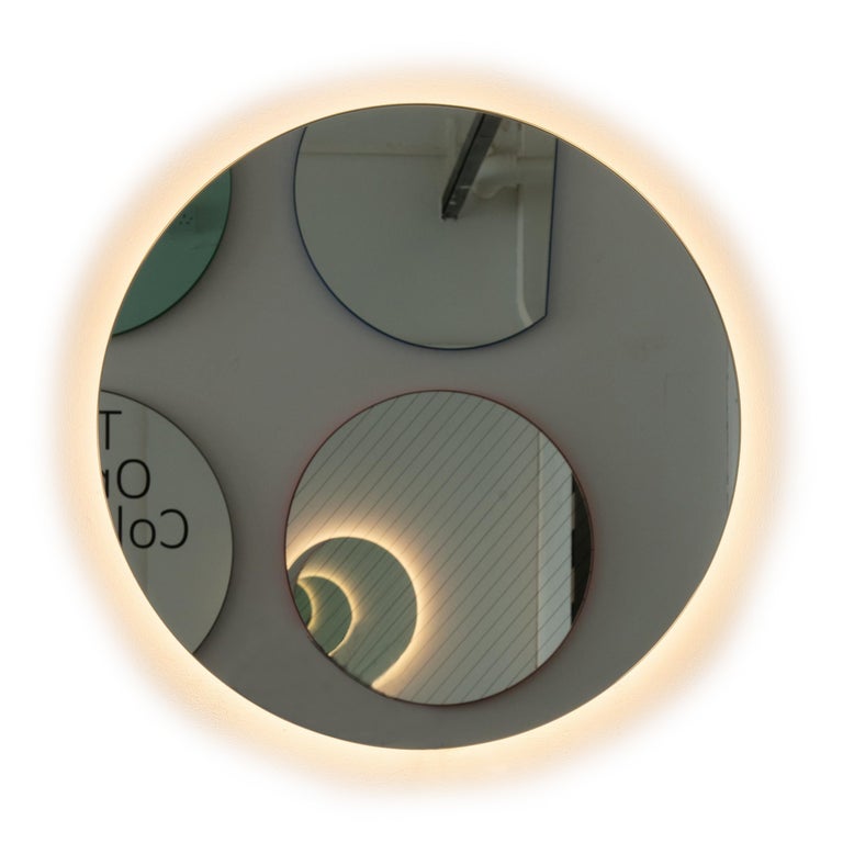 Orbis Back Illuminated Round Contemporary Frameless Mirror ...