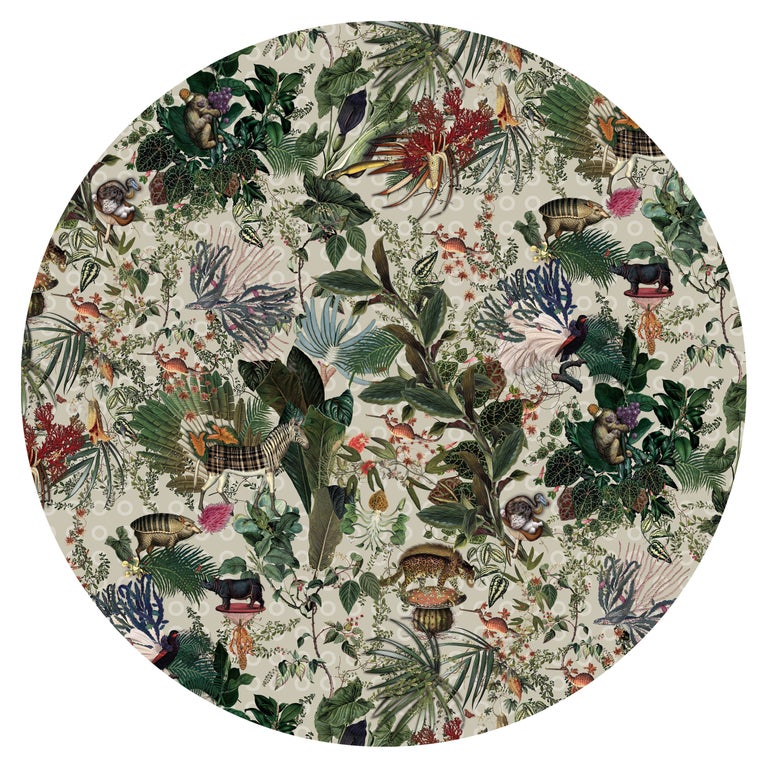 Moooi Large Menagerie of Extinct Animals Ivory Round Rug in Low Pile ...