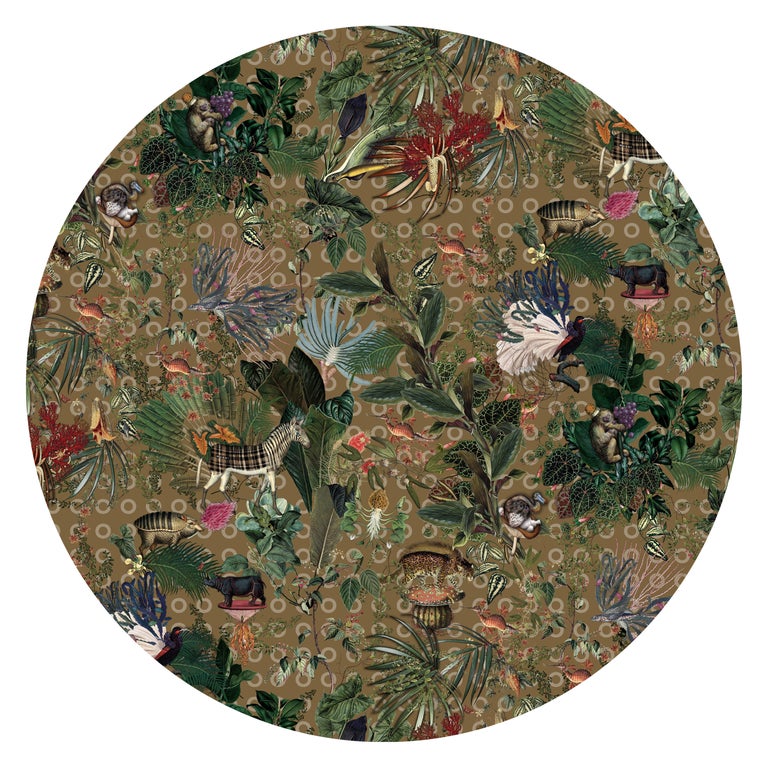 Moooi Large Menagerie of Extinct Animals Curry Round Rug in Low Pile ...