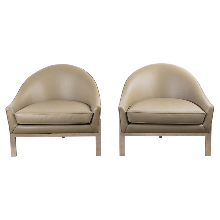 Edward Axel Roffman Green Leather Club Chairs for Atlas Steel, 1960s ...