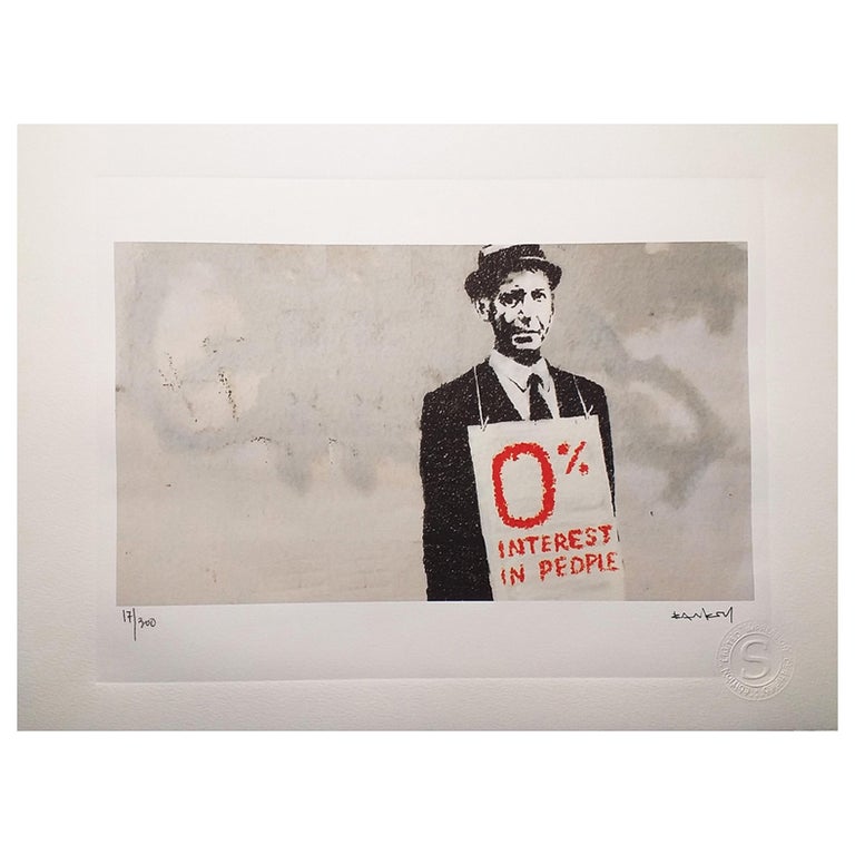 BANSKY " 0% INTEREST IN PEOPLE" Détail at 1stDibs