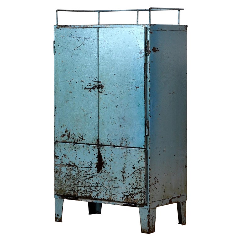 Industrial Iron Cabinet with 4 Drawers, 1960s at 1stDibs