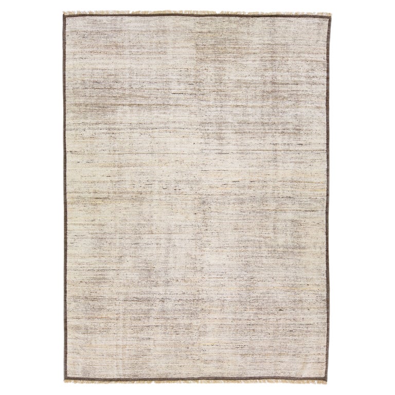 Beige Modern Moroccan Style Handmade Wool Rug with Subtle Design For ...