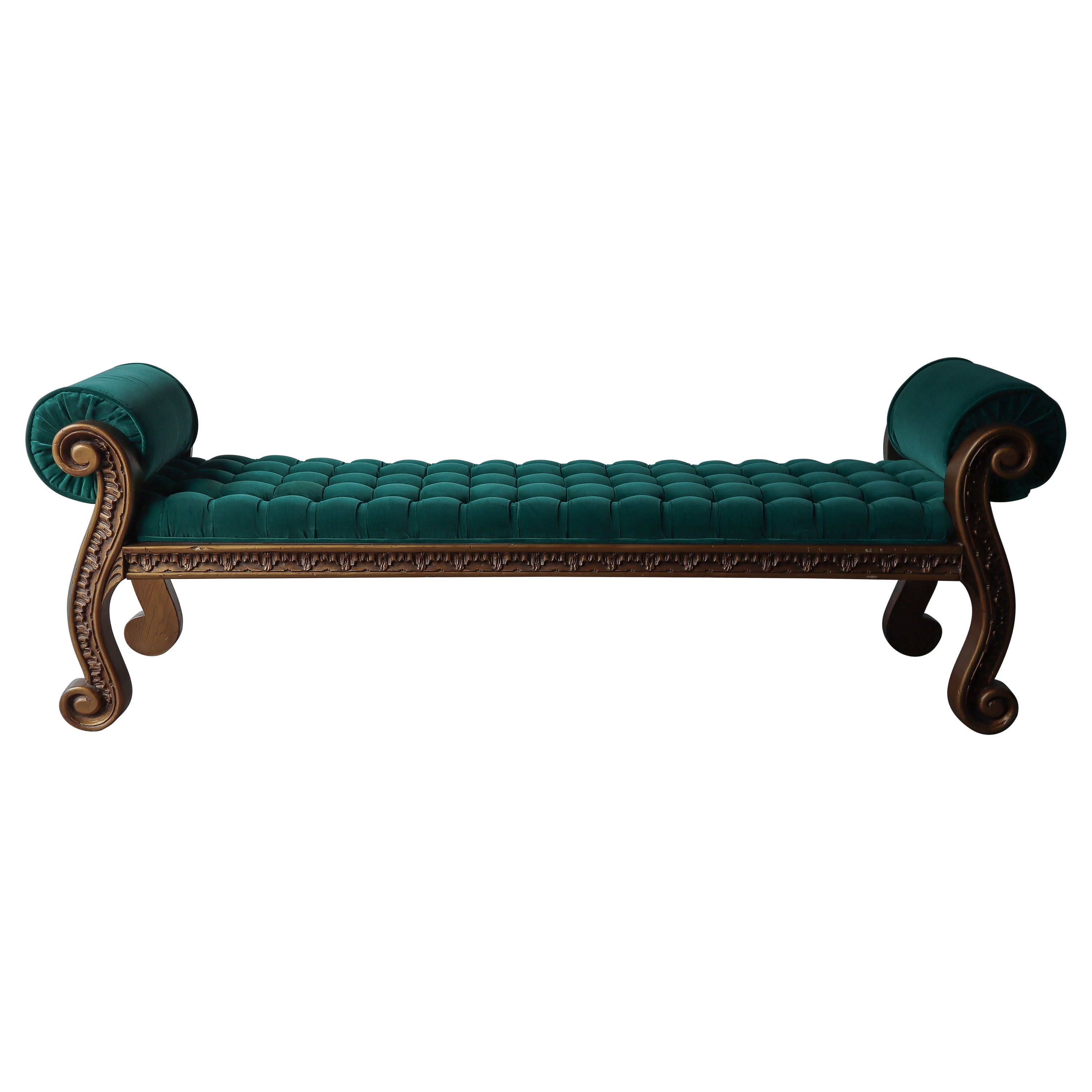 Italian Rococo Style Gold Velvet Bench For Sale at 1stDibs
